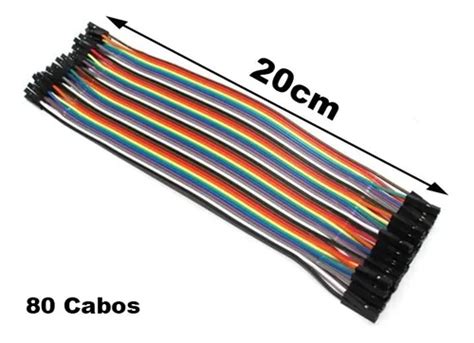 cabo wire jumper 20cm 80 fios fêmea fêmea protoboard arduino mebuscar brasil