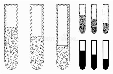 Test Tubes Vector Mesh Carcass Model And Triangle Mosaic Icon Stock