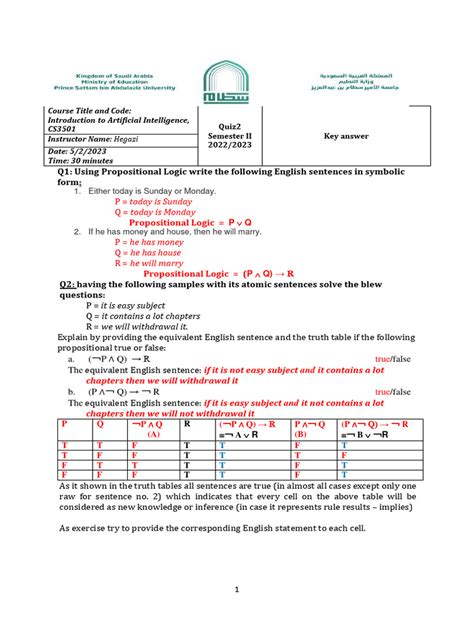 Quiz 2 Sol Pdf Logic Syntax Logic