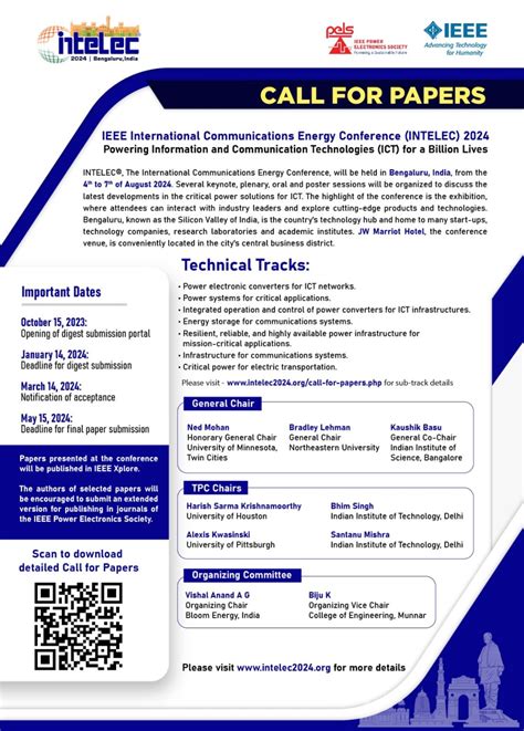 Vishal Anand On Linkedin Call For Papers Intelec 2024 To Be Held In Bengaluru India