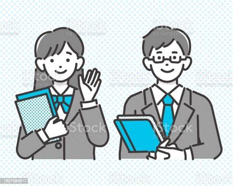 블레이저 유니폼을 입은 남녀 학생의 상체 유니폼 고등학생 중학생 중학생의 벡터 일러스트 School Carnival에 대한 스톡