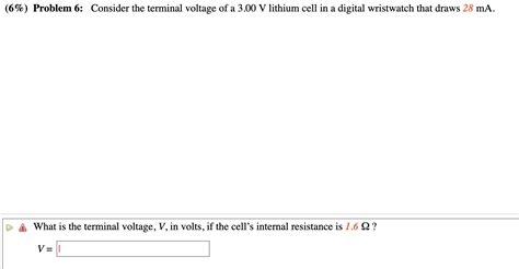 Solved What Is The Terminal Voltage V In Volts If The Chegg Com