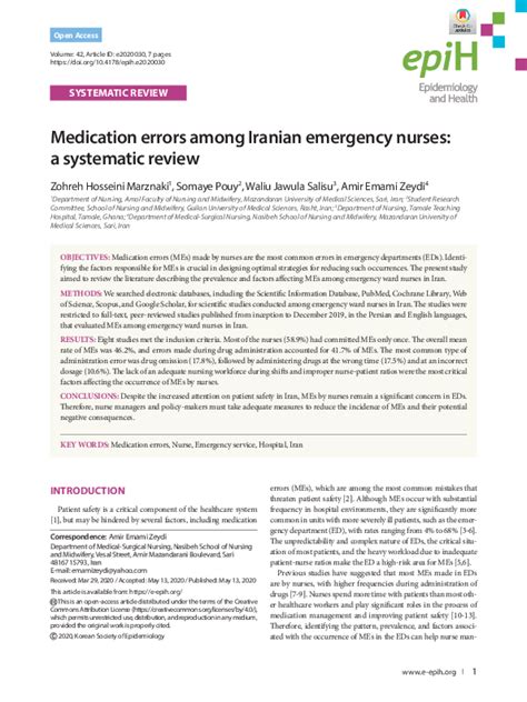 Pdf Medication Errors Among Iranian Emergency Nurses A Systematic Review