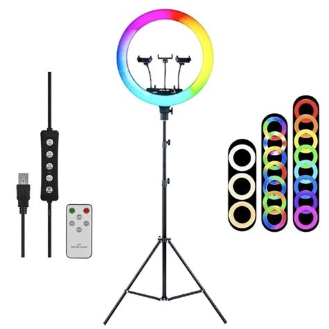 Кільцева світлодіодна Led Rgb лампа 36см із штативом 2 метри та тримачем для телефону селфі