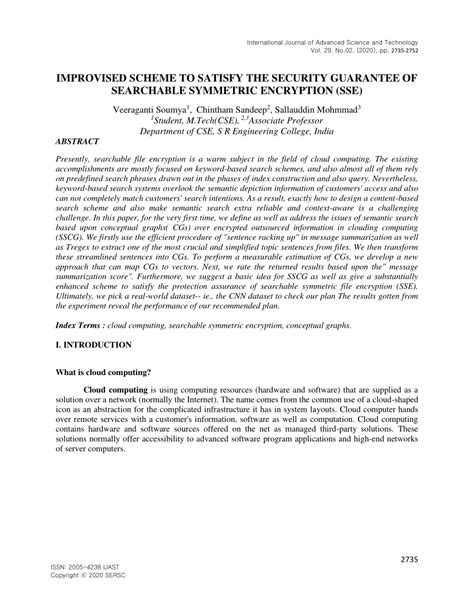 PDF IMPROVISED SCHEME TO SATISFY THE SECURITY GUARANTEE OF SEARCHABLE SYMMETRIC ENCRYPTION SSE