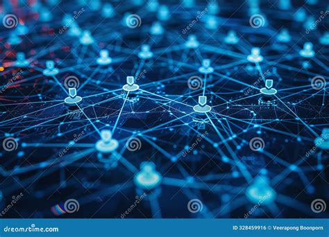 closeup on blockchain nodes powering a social network where viral