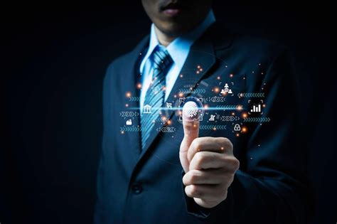 Premium Photo Businessman Pointing Fingerprint Scan Provides Security Access With Biometrics