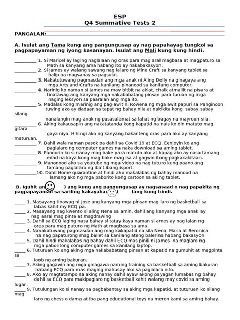 Esp Summative Test 2 Pdf
