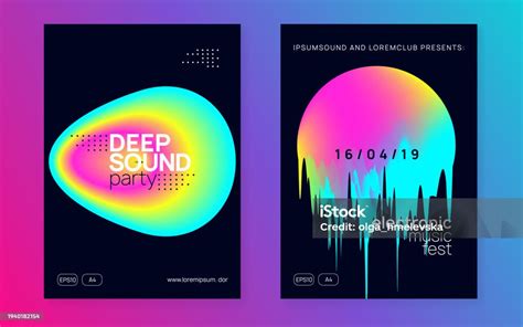 일렉트로 플라이어 Set Template의 크리에이티브 배경 커버를 위한 재미있는 글리치 트랜스와 전시 개념 인디 음악 포스터입니다 분홍색과 파란색 전기 전단지 Dj에 대한