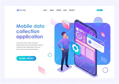 Premium Vector Man Is Developing A Mobile App For Data Collection Of Modern Technologies 3d