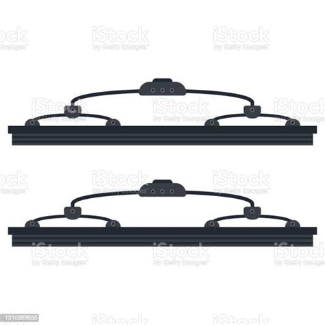 흰색 배경에 격리 된 자동차 앞 유리 와이퍼 벡터 일러스트레이션 유리 닦개에 대한 스톡 벡터 아트 및 기타 이미지 유리 닦개 개체 그룹 검은색 Istock