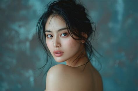 Premium Photo Portrait Of Beautiful Asian Woman Touching Herself