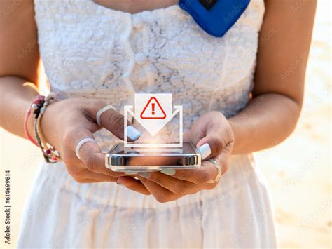 sms spam and fake text message phishing concept system hacked warning