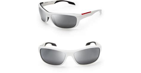 Prada Sport Wrap Sunglasses In White For Men Lyst