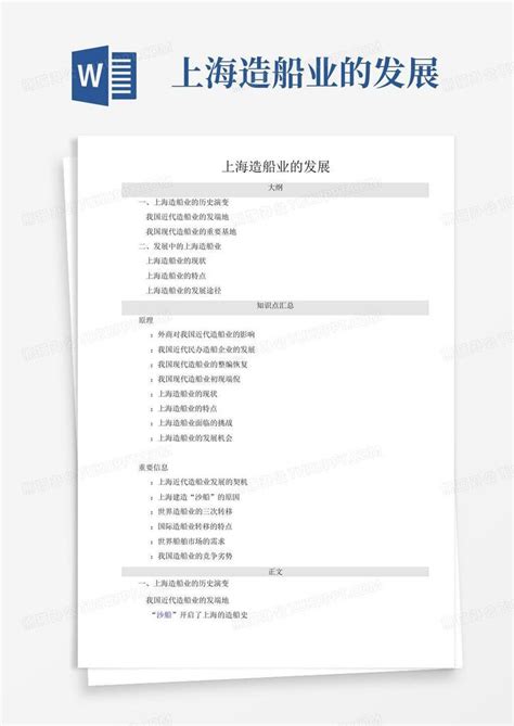 上海造船业的发展Word模板下载 编号lmgrngym 熊猫办公