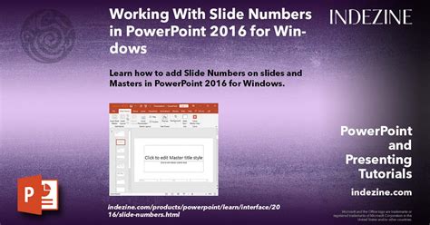 Working With Slide Numbers In Powerpoint 2016 For Windows