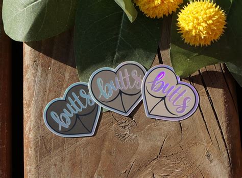 Holographic Butt Stickers Vinyl Stickers Butts Etsy