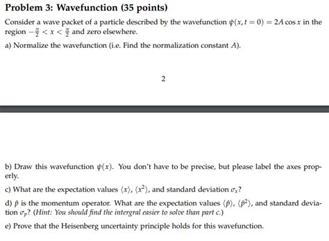Solved Problem 3 Wavefunction 35 Points Consider A Wave
