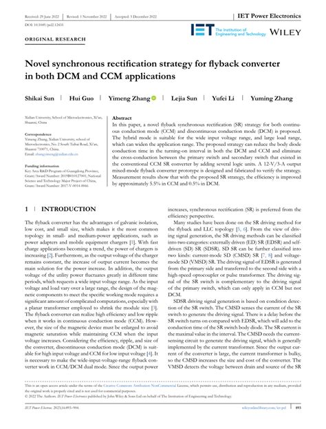Pdf Novel Synchronous Rectification Strategy For Flyback Converter In