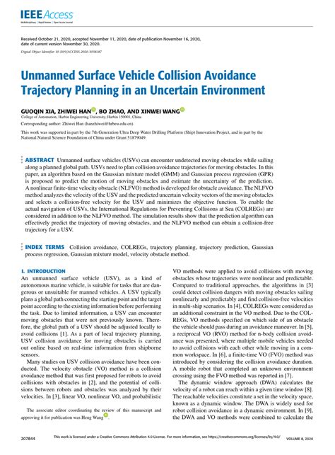 Pdf Unmanned Surface Vehicle Collision Avoidance Trajectory Planning In An Uncertain Environment
