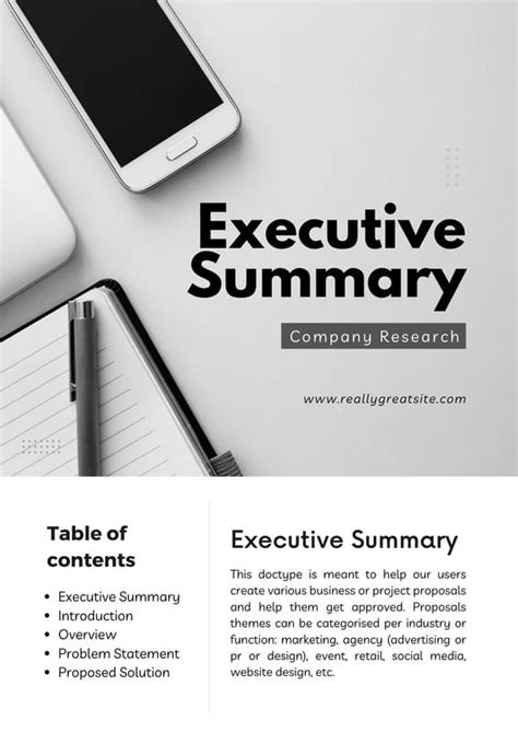 Page 2 Free Printable Executive Summary Templates Canva