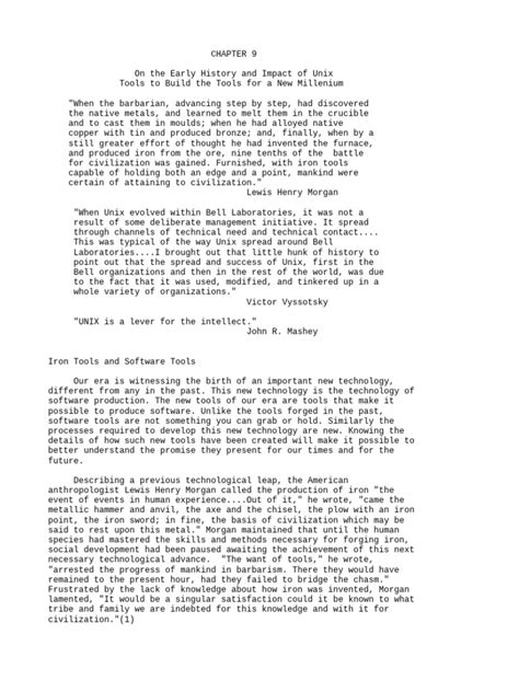 on the early history and impact of unix tools to build the tools for a