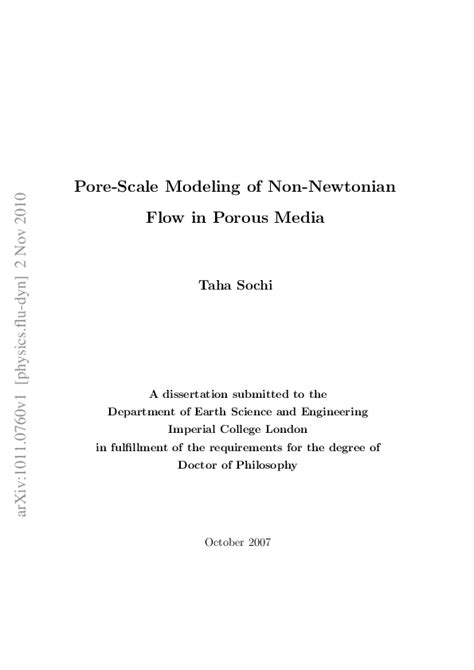 Pdf Pore Scale Modeling Of Non Newtonian Flow In Porous Media