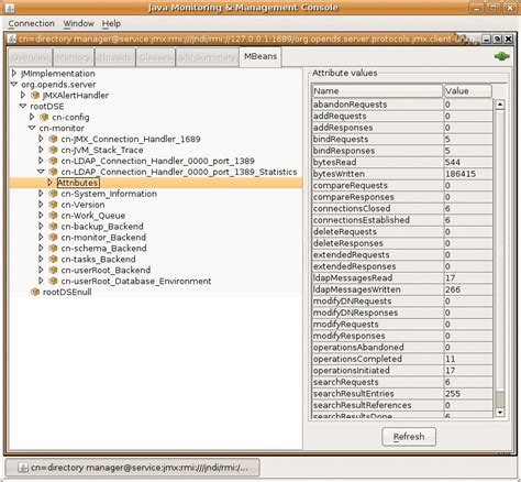 Viewing Directory Monitoring Information With Jconsole Sun Opends