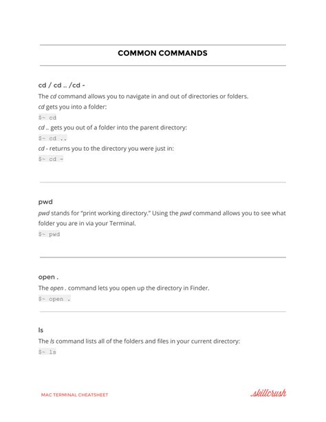 Mac Terminal Cheatsheet Download Printable Pdf Templateroller