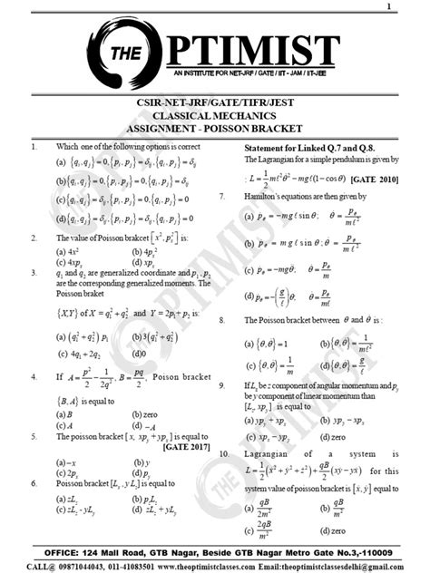 Assignment Poisson Bracket 1 Pdf Momentum Differential Geometry