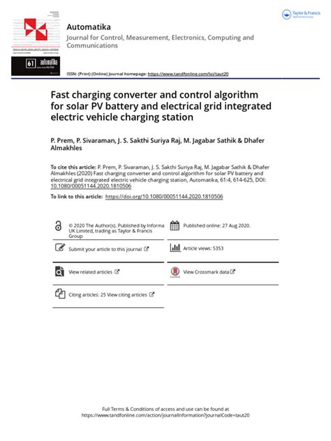 2020 Fast Charging Converter And Control Algorithm For Solar Pv