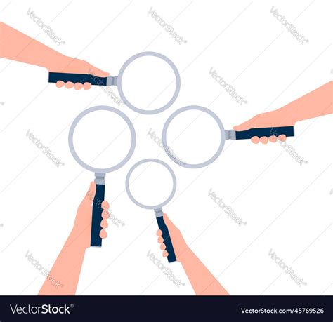 Hand Holding A Magnifying Glass Detecting Vector Image
