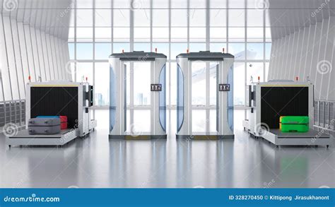 Airport Security Checkpoint With Clean Modern Design And Automated