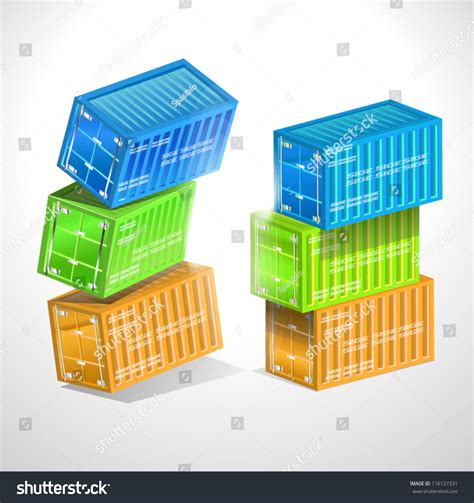 Stack Sea Freight Containers Vector Illustration Stock Vector Royalty Free 116127331