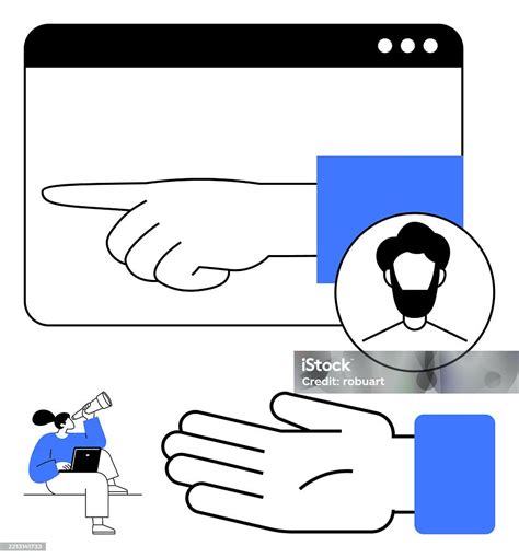 디지털 커뮤니케이션에서의 손 제스처와 개인화 요소를 사용한 사용자 상호 작용 가리키기에 대한 스톡 벡터 아트 및 기타 이미지 가리키기 개념 개념과 주제 Istock