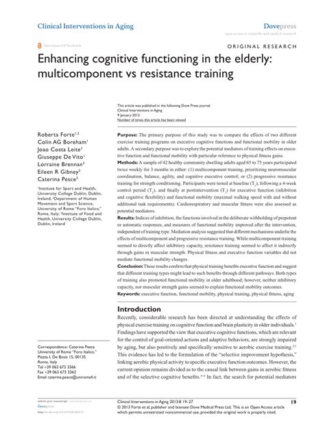 Pdf Enhancing Cognitive Functioning In The Elderly Multicomponent Vs Resistance Training