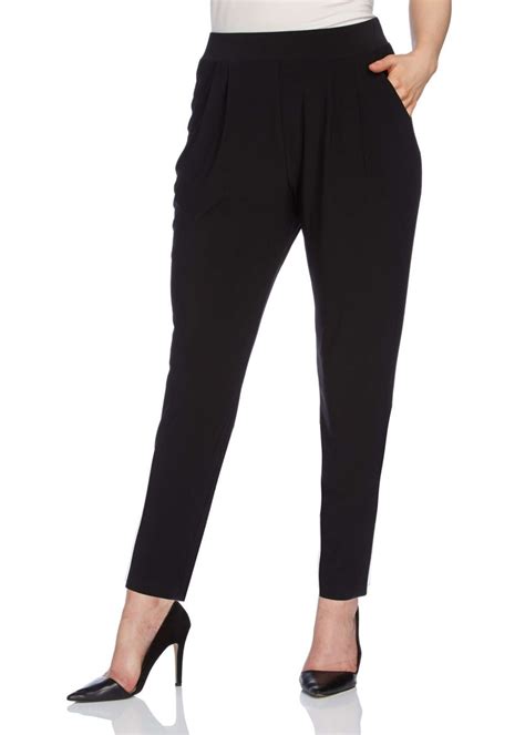 Roman Black Jersey Stretch Elastic Waist Harem Trousers Matalan
