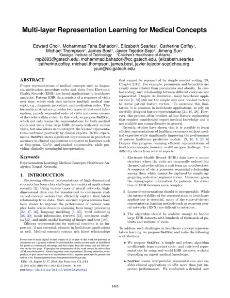 Pdf Multi Layer Representation Learning For Medical Concepts