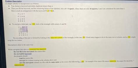 Problem Description A Simple Scheme To Encrypt Text