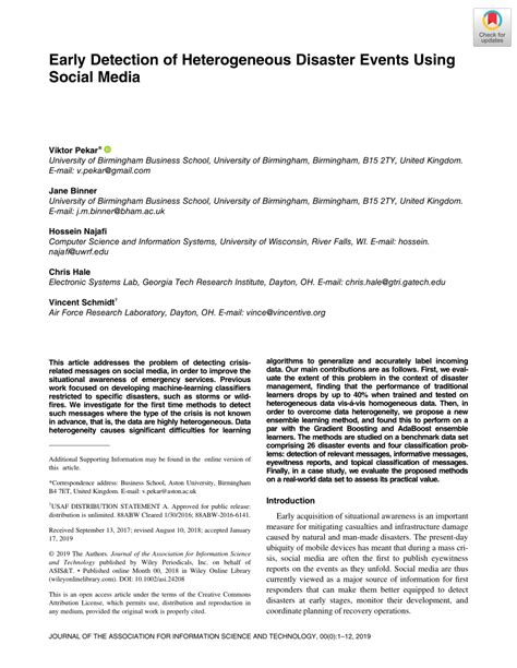 Pdf Early Detection Of Heterogeneous Disaster Events Using Social Media