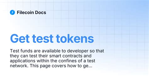 Get Test Tokens Filecoin Docs