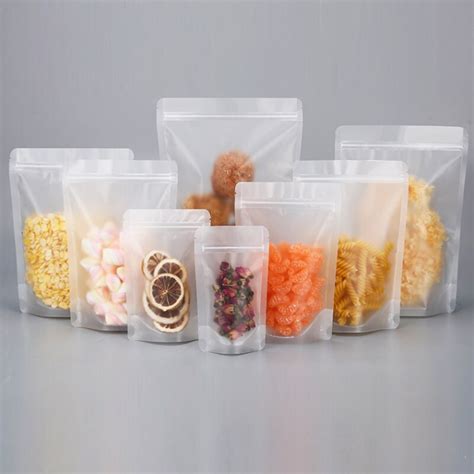 Badu Bg Затваряща се пластмасова торбичка за съхранение с цип прозрачна матирана торбичка за