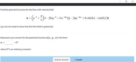 Solved Х Find the potential function for the flow with Chegg