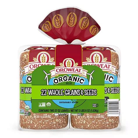 Oroweat Organic Non Gmo 22 Grains And Seeds Bread 27 Oz 2 Pk Sams Club