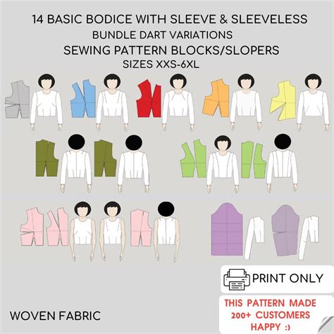 Best 13 14 Basic Bodice Block Sewing Pattern Pack Princess Seam Bodice