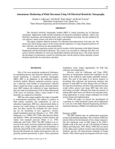 Pdf Autonomous Monitoring Of Fluid Movement Using 3 D Electrical Resistivity Tomography