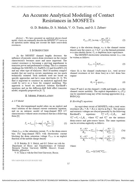 Anaccurateanalyticalmodelingofcontactresistancesinmosfets Download Free Pdf Field