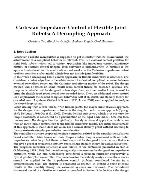 Robot Cartesian Impedance Control Pdf