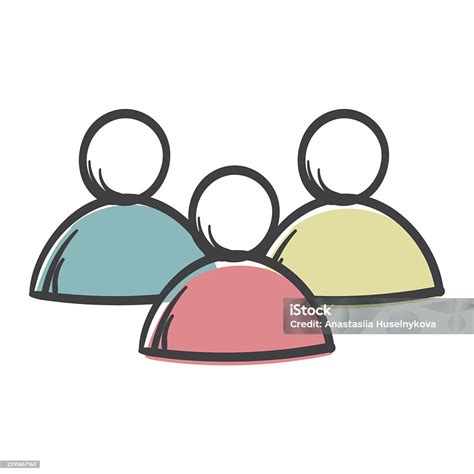 3 명의 인물의 양식화 된 인물 스티커 인쇄에 대 한 벡터 손으로 그린 그림 팀 사무실 친구 아이콘 경영자에 대한 스톡 벡터 아트 및 기타 이미지 Istock