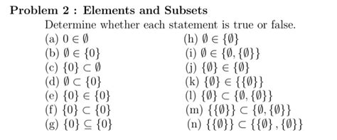 Solved Problem 2 Elements And Subsets Determine Whether Chegg Com